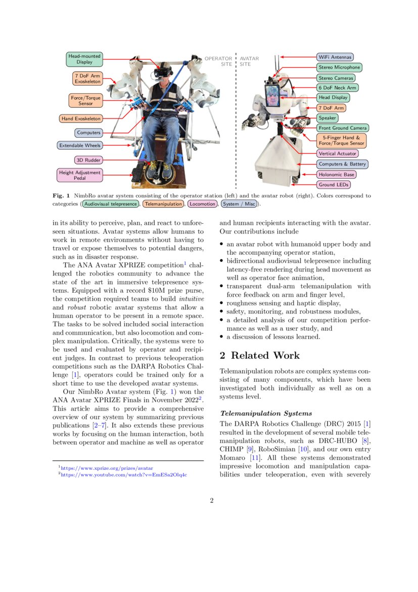 NimbRo wins ANA Avatar XPRIZE Immersive Telepresence Competition: Human ...