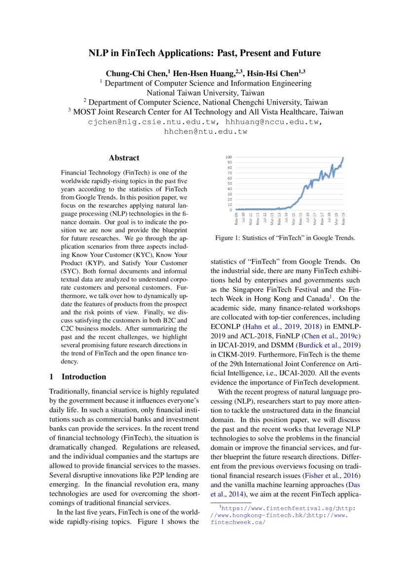 NLP in FinTech Applications: Past, Present and Future | DeepAI