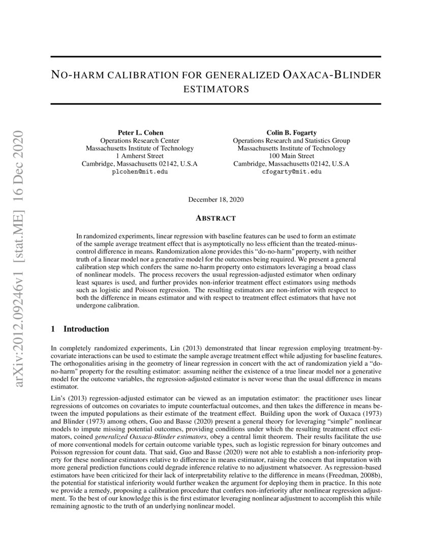 No-harm calibration for generalized Oaxaca-Blinder estimators | DeepAI