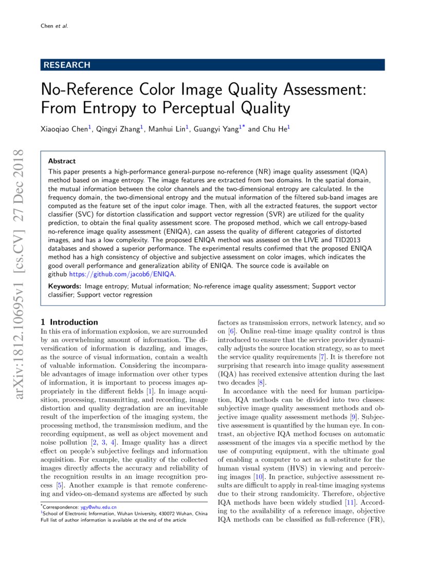 No-Reference Color Image Quality Assessment: From Entropy to Perceptual ...