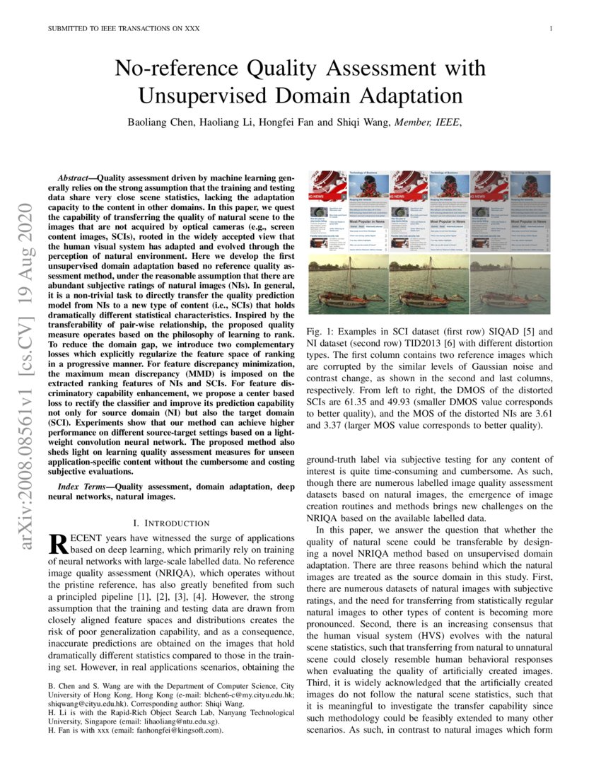 No-reference Quality Assessment with Unsupervised Domain Adaptation ...