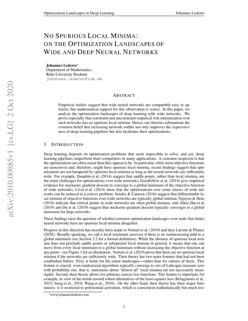 No Spurious Local Minima: on the Optimization Landscapes of Wide and ...