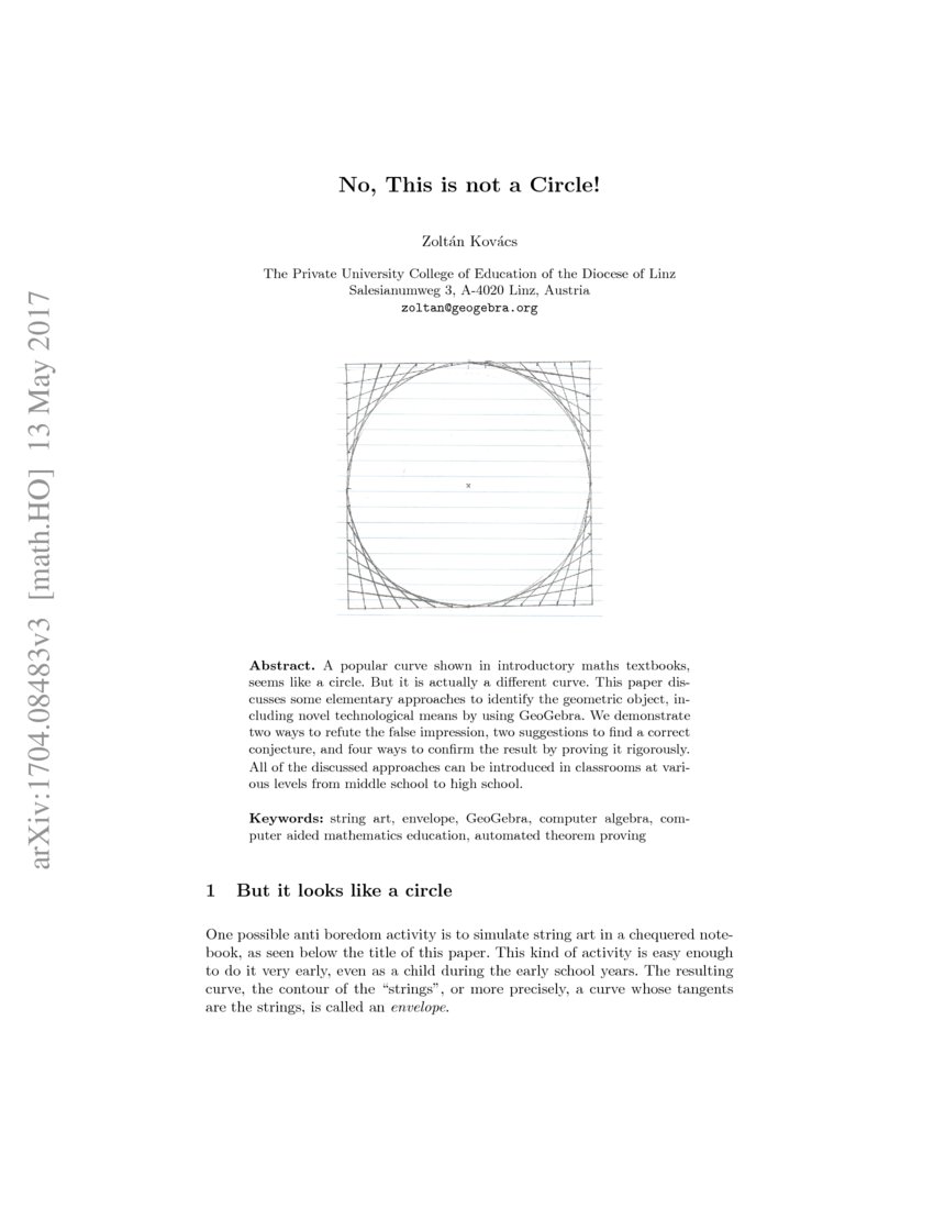 No, This is not a Circle | DeepAI