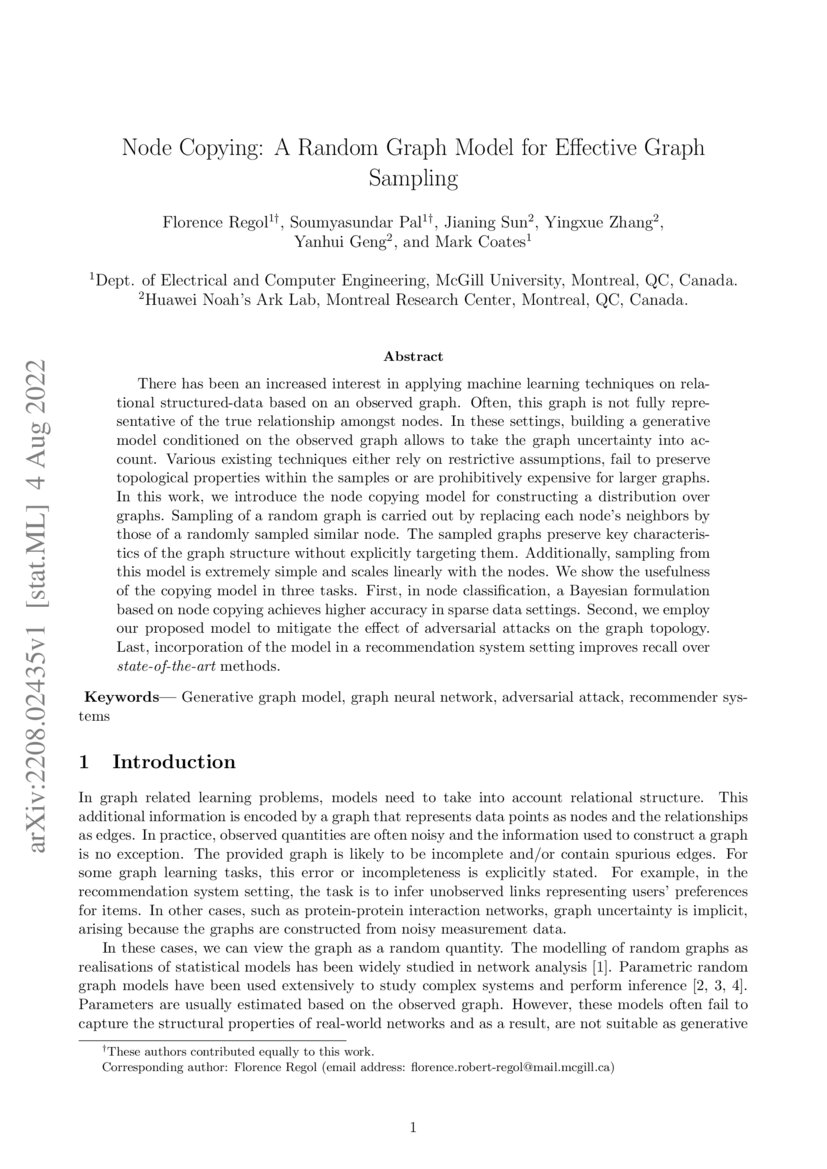 Node Copying: A Random Graph Model for Effective Graph Sampling | DeepAI