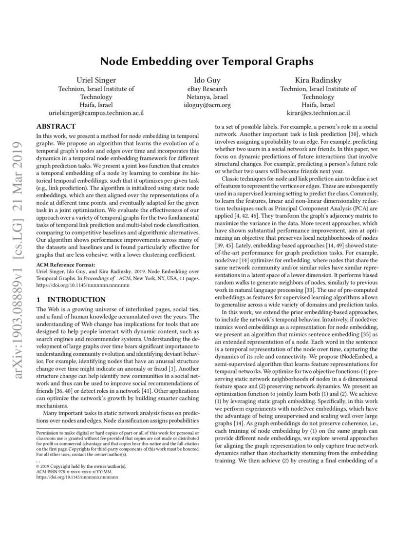 Node Embedding over Temporal Graphs | DeepAI