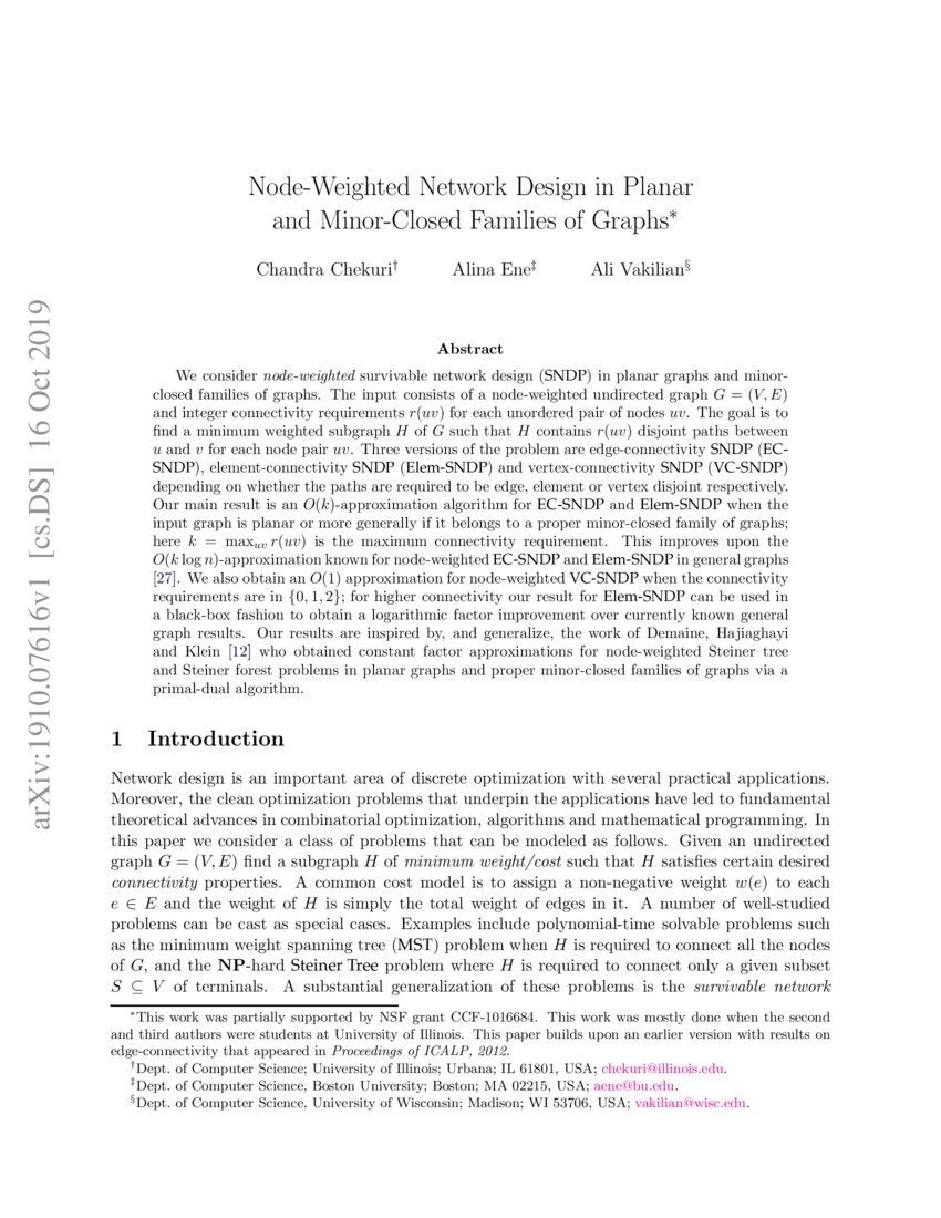 Node-Weighted Network Design in Planar and Minor-Closed Families of ...