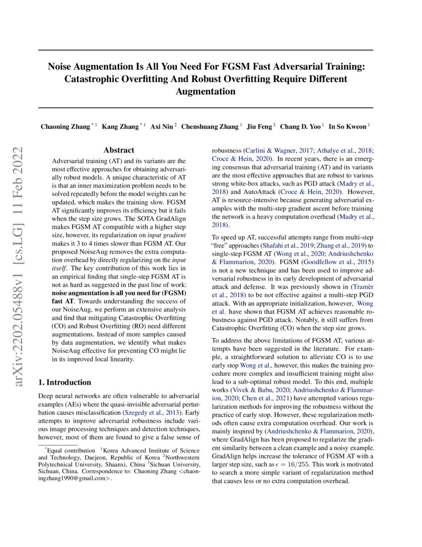 Noise Augmentation Is All You Need For FGSM Fast Adversarial Training ...