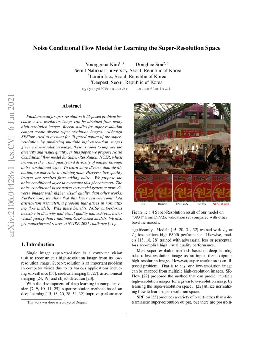 Noise Conditional Flow Model for Learning the Super-Resolution Space ...
