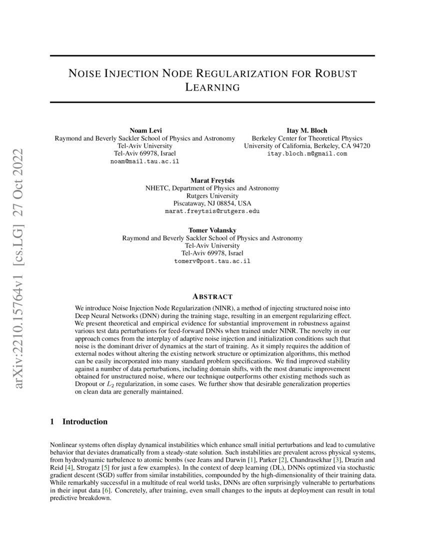 Noise Injection Node Regularization For Robust Learning Deepai