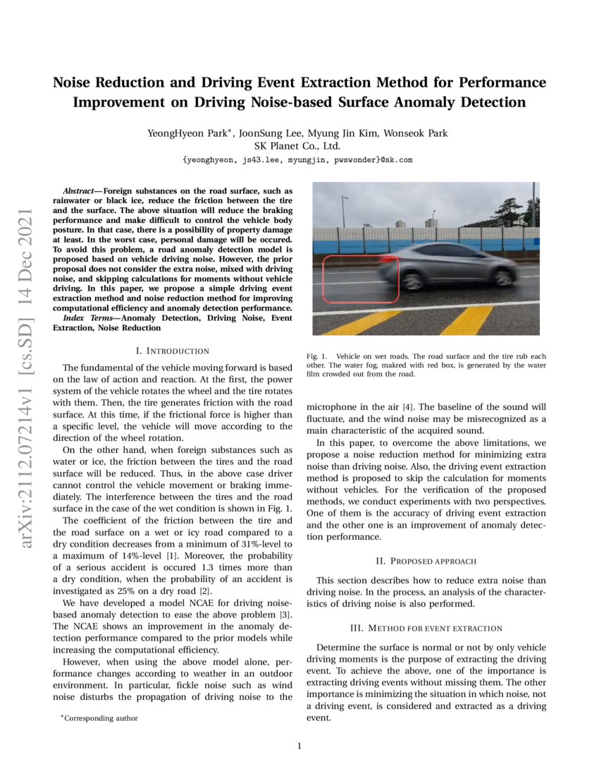 Noise Reduction And Driving Event Extraction Method For Performance