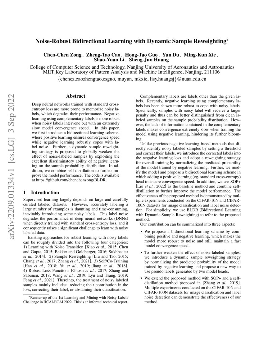 Noise Robust Bidirectional Learning With Dynamic Sample Reweighting Deepai