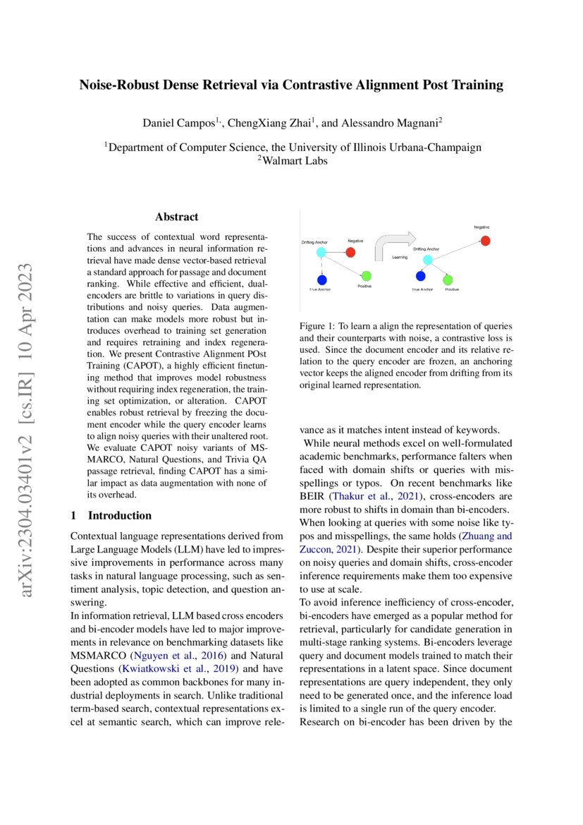Noise-Robust Dense Retrieval via Contrastive Alignment Post Training ... Noise-Robust Dense Retrieval via Contrastive Alignment Post Training ...