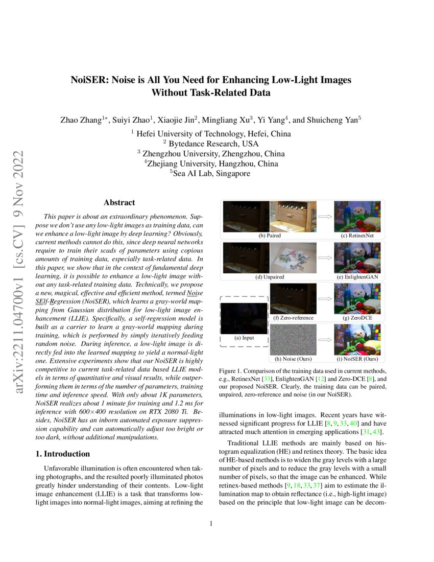 NoiSER: Noise is All You Need for Enhancing Low-Light Images Without ...