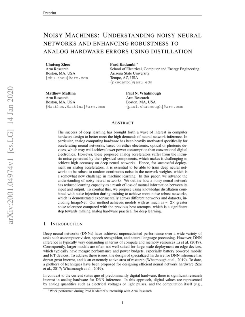 Noisy Machines: Understanding Noisy Neural Networks and Enhancing Robustness to Analog Hardware ...