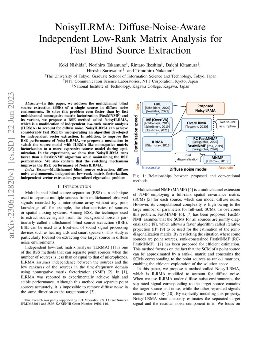 NoisyILRMA: Diffuse-Noise-Aware Independent Low-Rank Matrix Analysis ... NoisyILRMA: Diffuse-Noise-Aware Independent Low-Rank Matrix Analysis ...