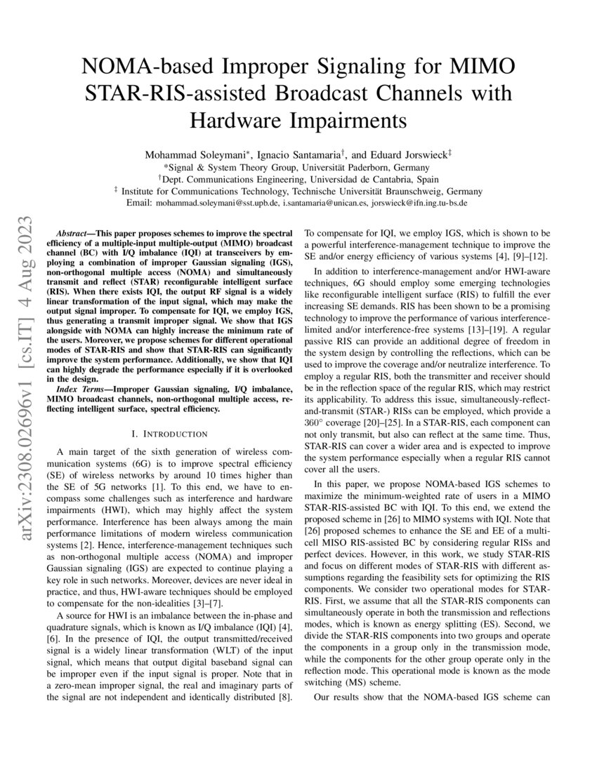 NOMA-based Improper Signaling for MIMO STAR-RIS-assisted Broadcast ... NOMA-based Improper Signaling for MIMO STAR-RIS-assisted Broadcast ...
