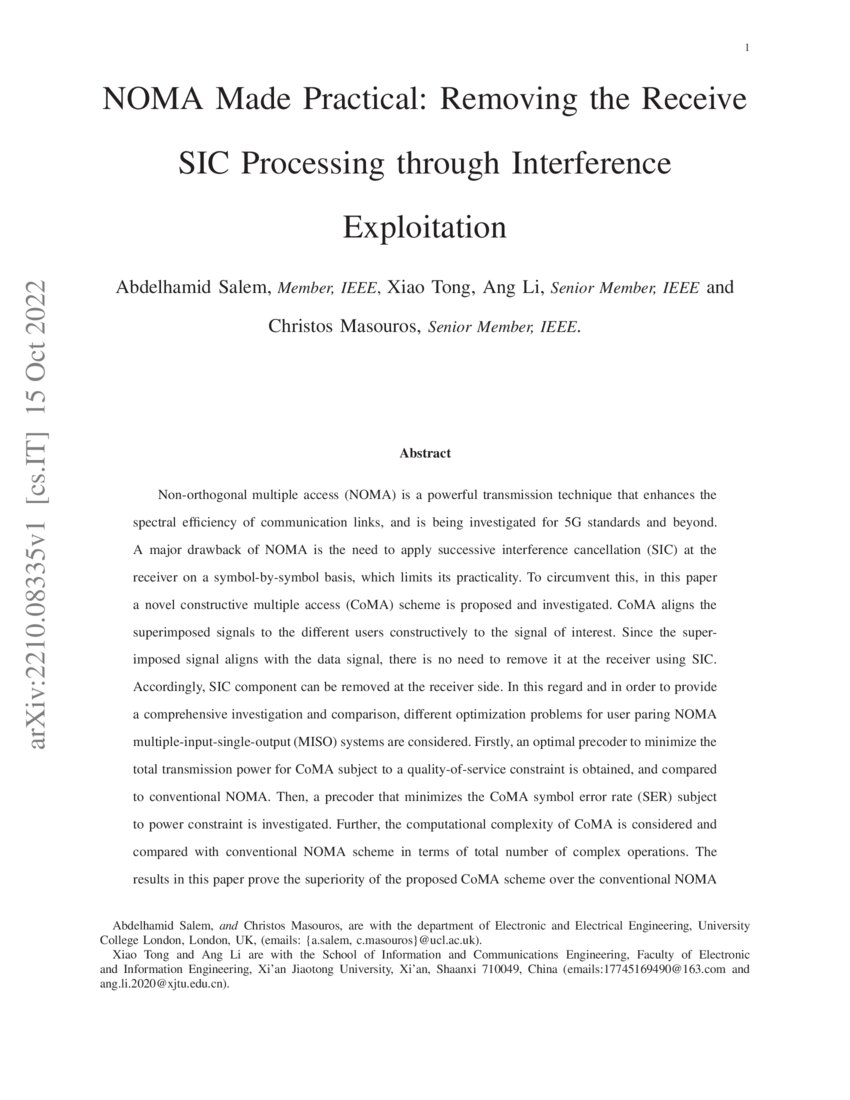 NOMA Made Practical: Removing the Receive SIC Processing through Interference Exploitation | DeepAI