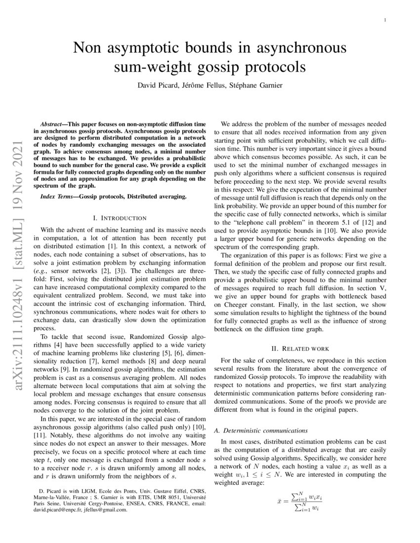Non Asymptotic Bounds In Asynchronous Sum Weight Gossip Protocols Deepai