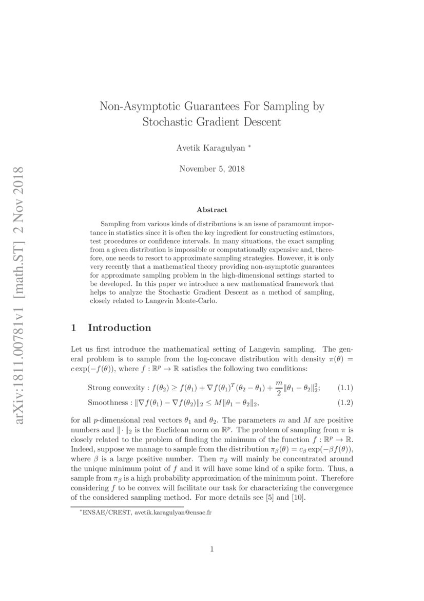 Non Asymptotic Guarantees For Sampling By Stochastic Gradient Descent Deepai
