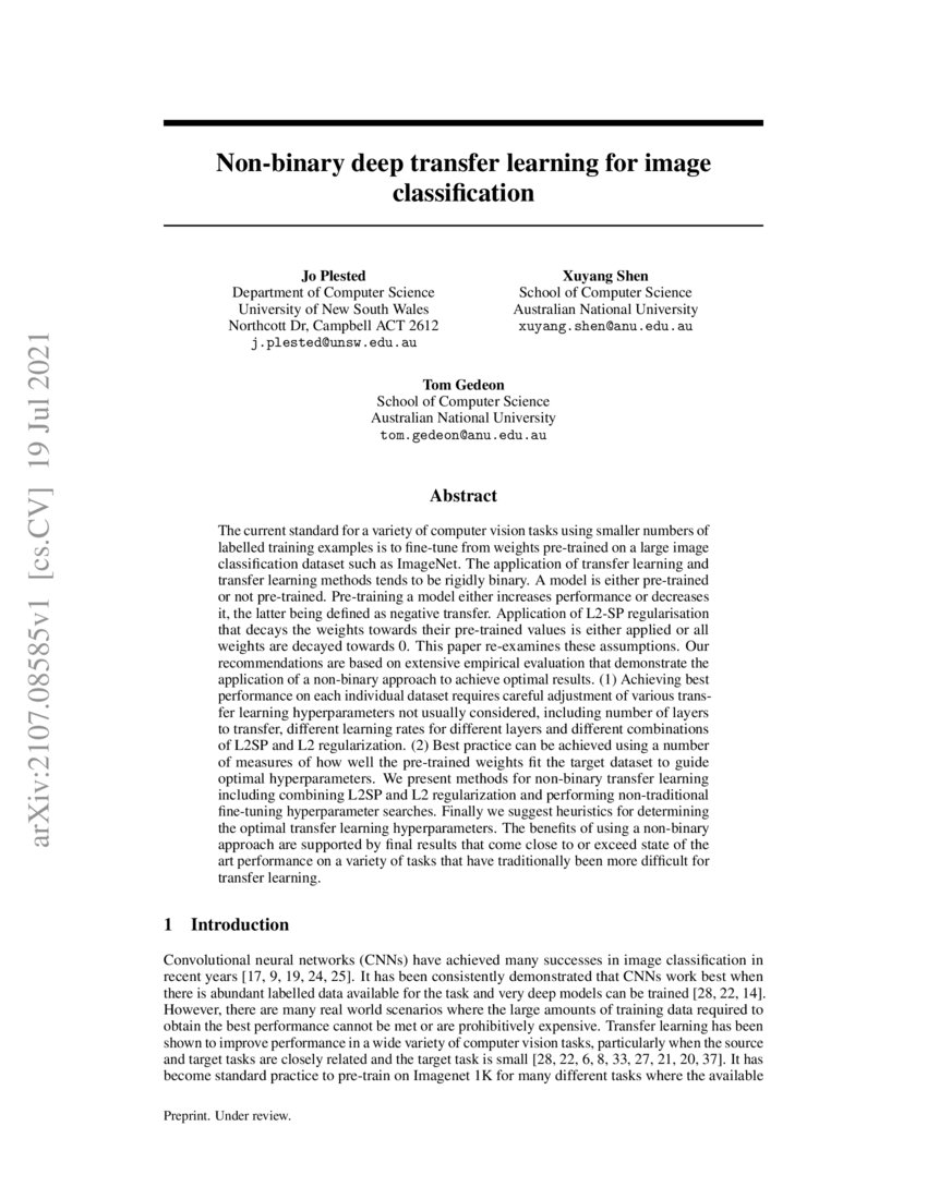 Non-binary deep transfer learning for imageclassification | DeepAI