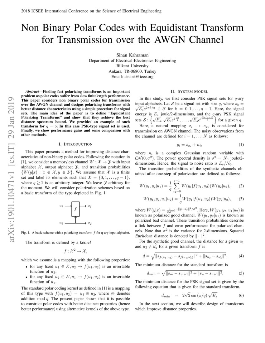 Non Binary Polar Codes With Equidistant Transform For Transmission Over 8983