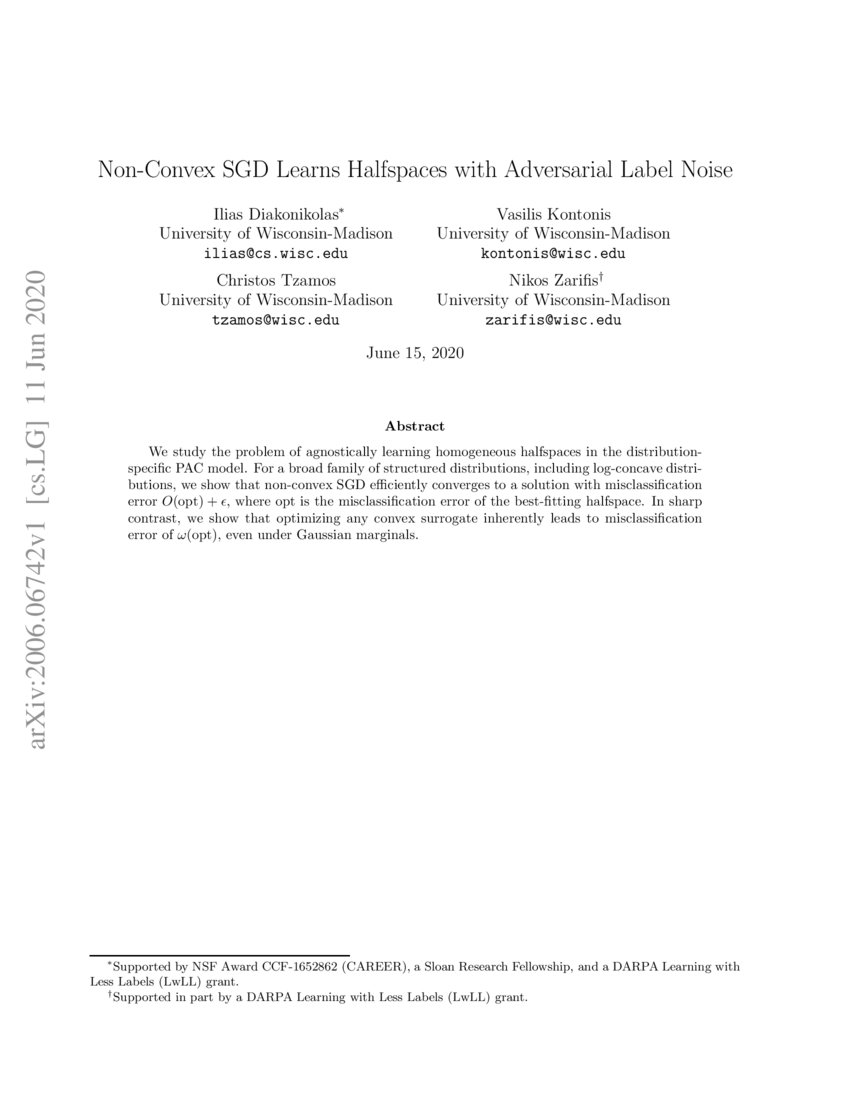Non Convex Sgd Learns Halfspaces With Adversarial Label Noise Deepai