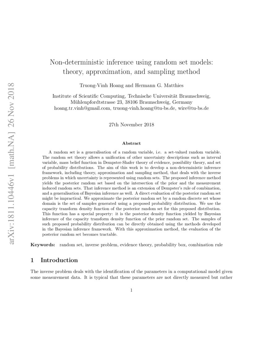 Non-deterministic inference using random set models: theory ...