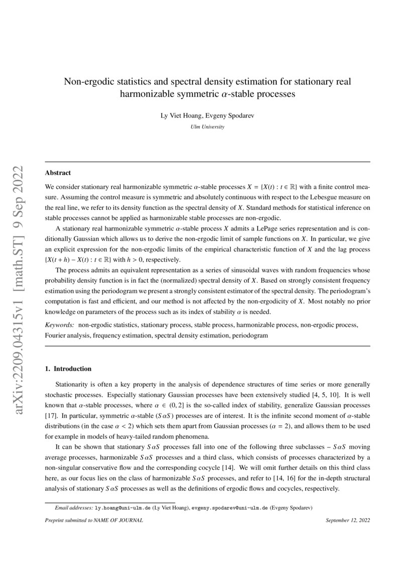 Non-ergodic statistics and spectral density estimation for stationary real harmonizable ...