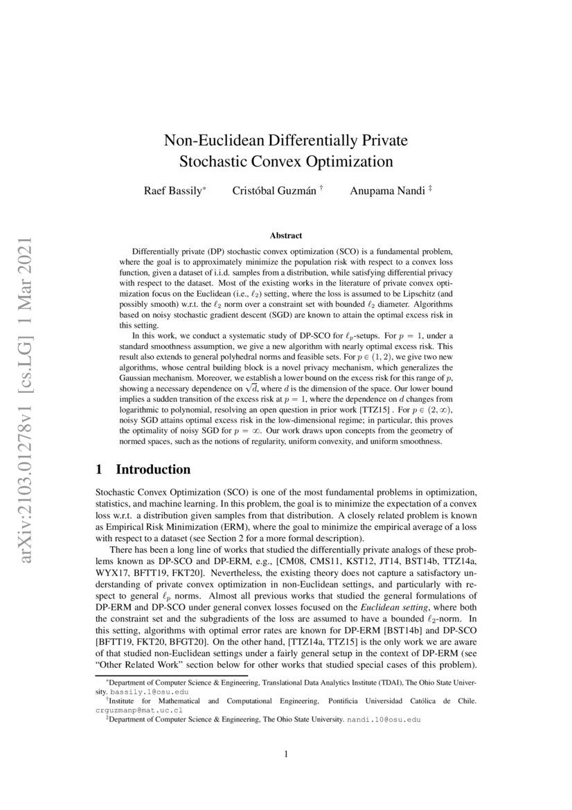 Non Euclidean Differentially Private Stochastic Convex Optimization Deepai