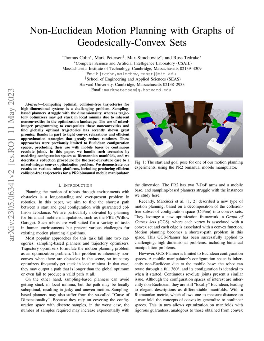 Non Euclidean Motion Planning With Graphs Of Geodesically Convex Sets Deepai 