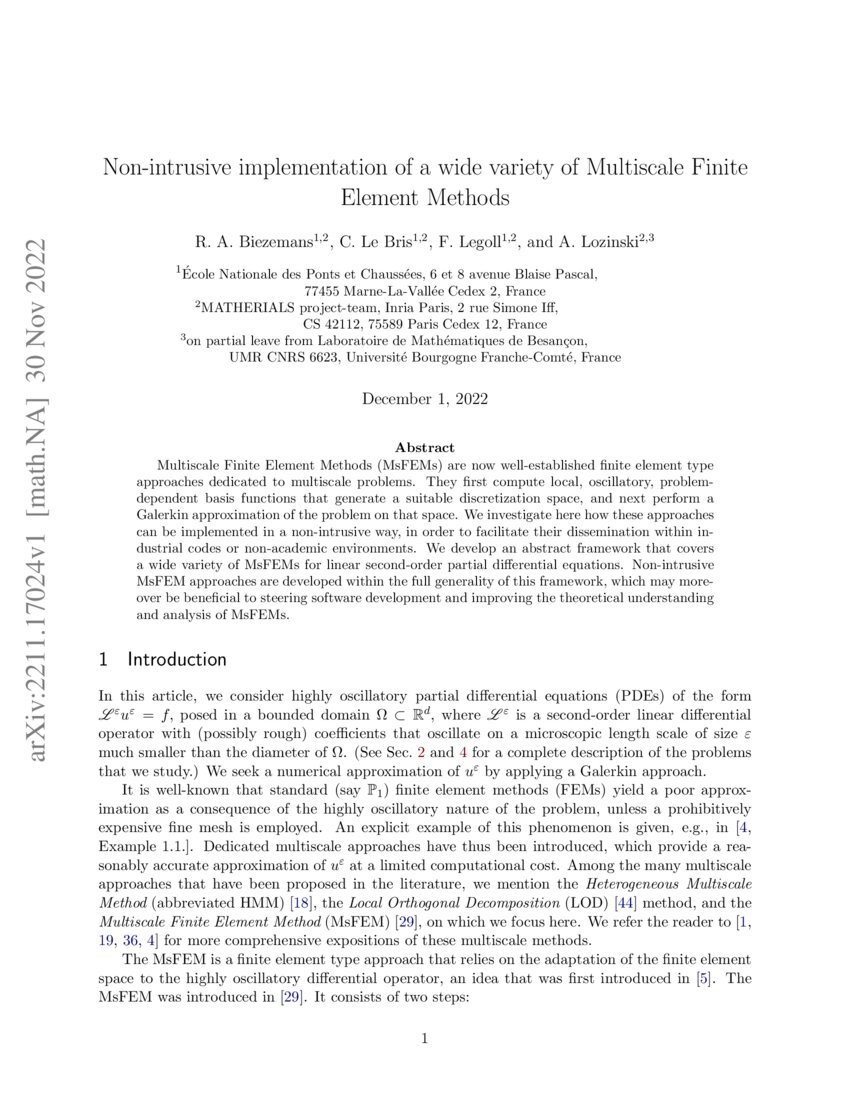 Non Intrusive Implementation Of A Wide Variety Of Multiscale Finite