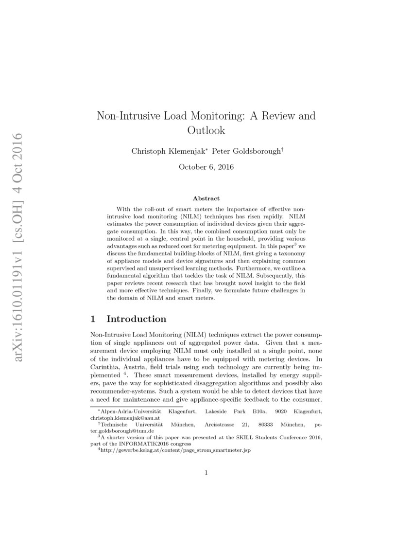 Non-Intrusive Load Monitoring: A Review and Outlook | DeepAI