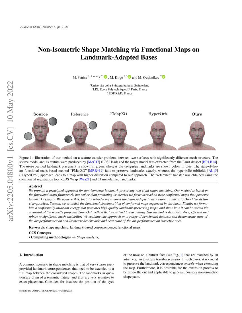 Non-Isometric Shape Matching via Functional Maps on Landmark-Adapted ...