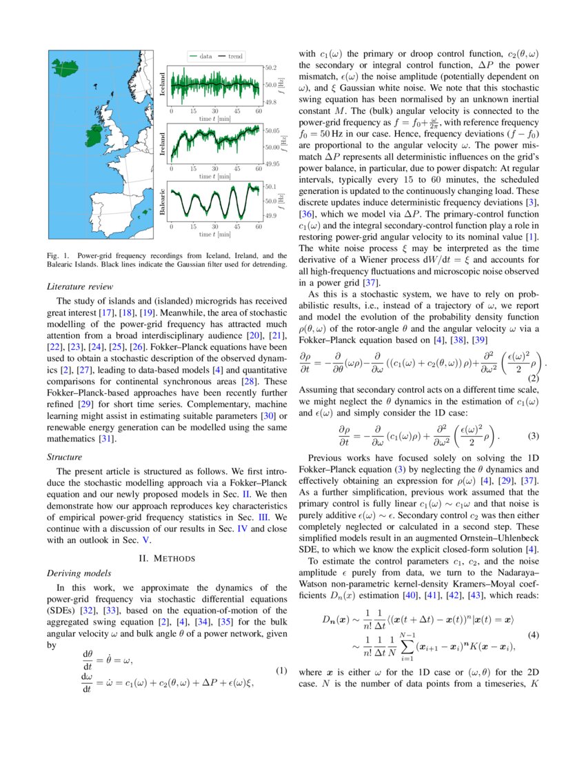 Non Linear Bivariate Stochastic Modelling Of Power Grid Frequency