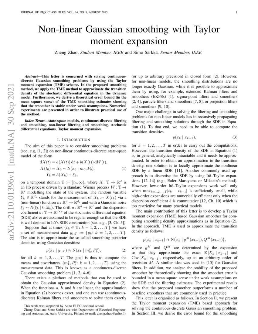 Non-linear Gaussian smoothing with Taylor moment expansion | DeepAI