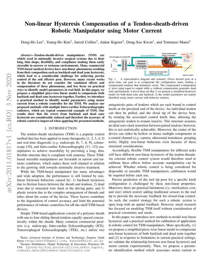 Non Linear Hysteresis Compensation Of A Tendon Sheath Driven Robotic Manipulator Using Motor