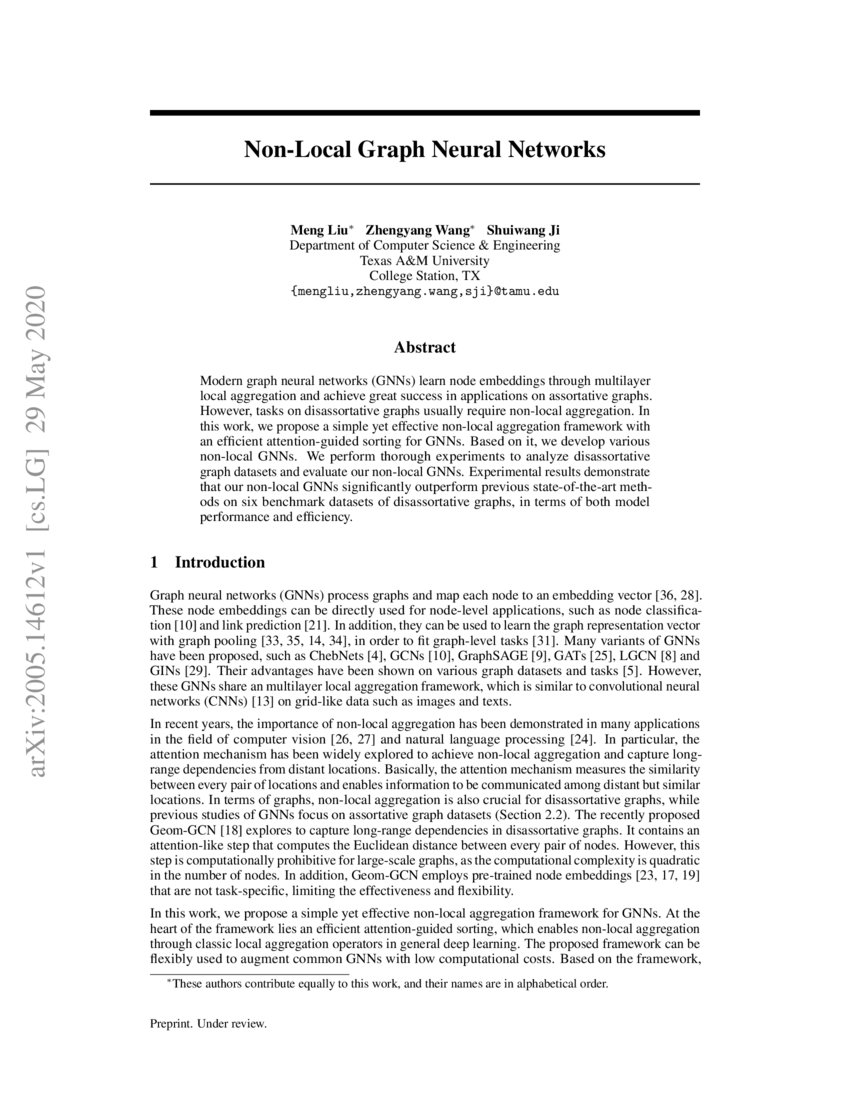 Non-Local Graph Neural Networks | DeepAI