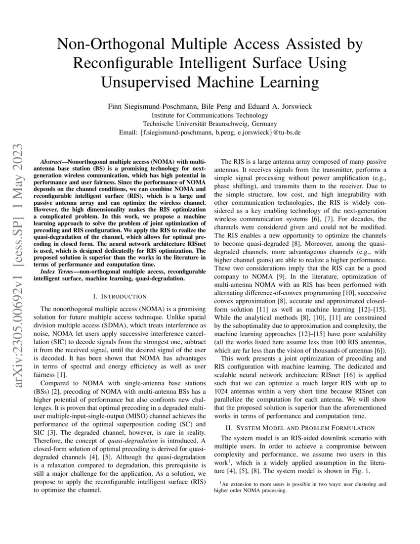 Non-Orthogonal Multiple Access Assisted by Reconfigurable Intelligent Surface Using Unsupervised ...