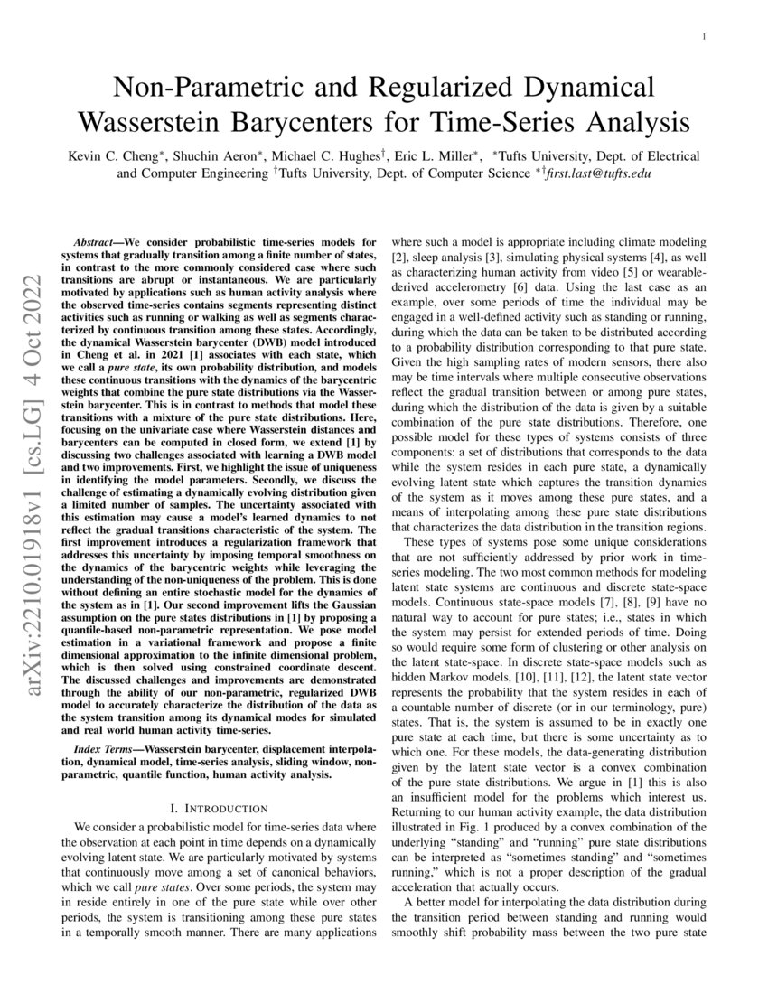 Non-Parametric and Regularized Dynamical Wasserstein Barycenters for Time-Series Analysis | DeepAI