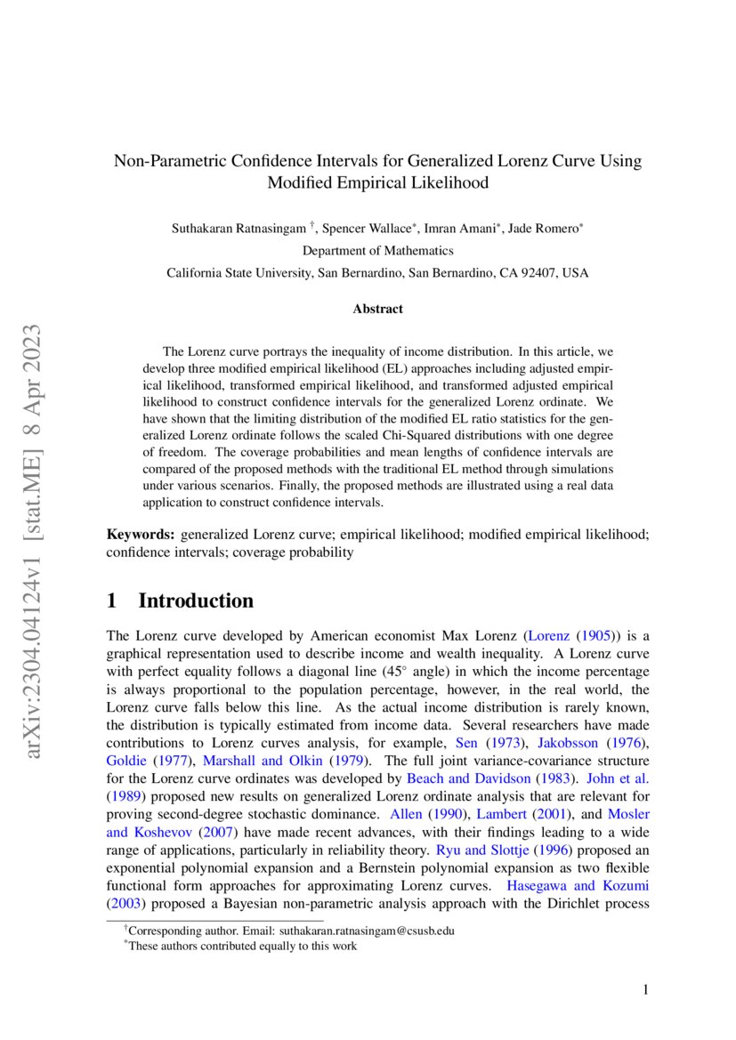 Non-Parametric Confidence Intervals for Generalized Lorenz Curve using Modified Empirical ...