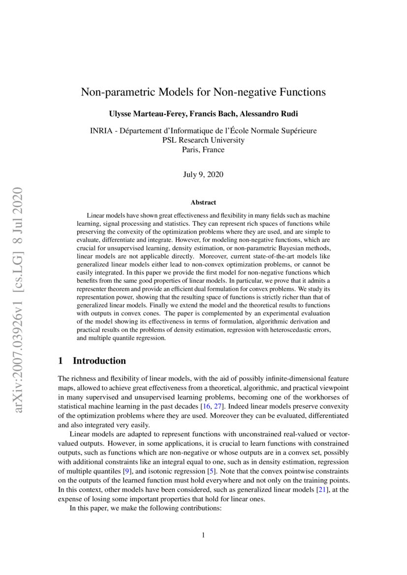 Non-parametric Models for Non-negative Functions | DeepAI