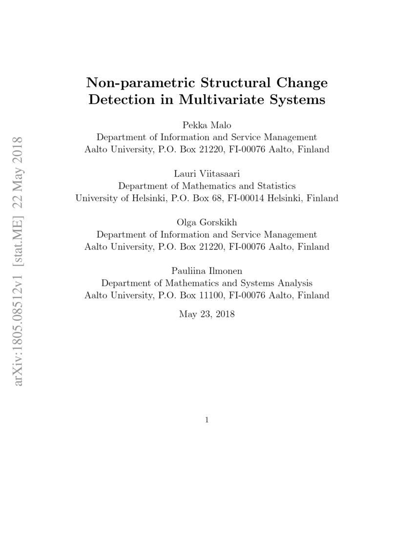 Non-parametric Structural Change Detection in Multivariate Systems | DeepAI