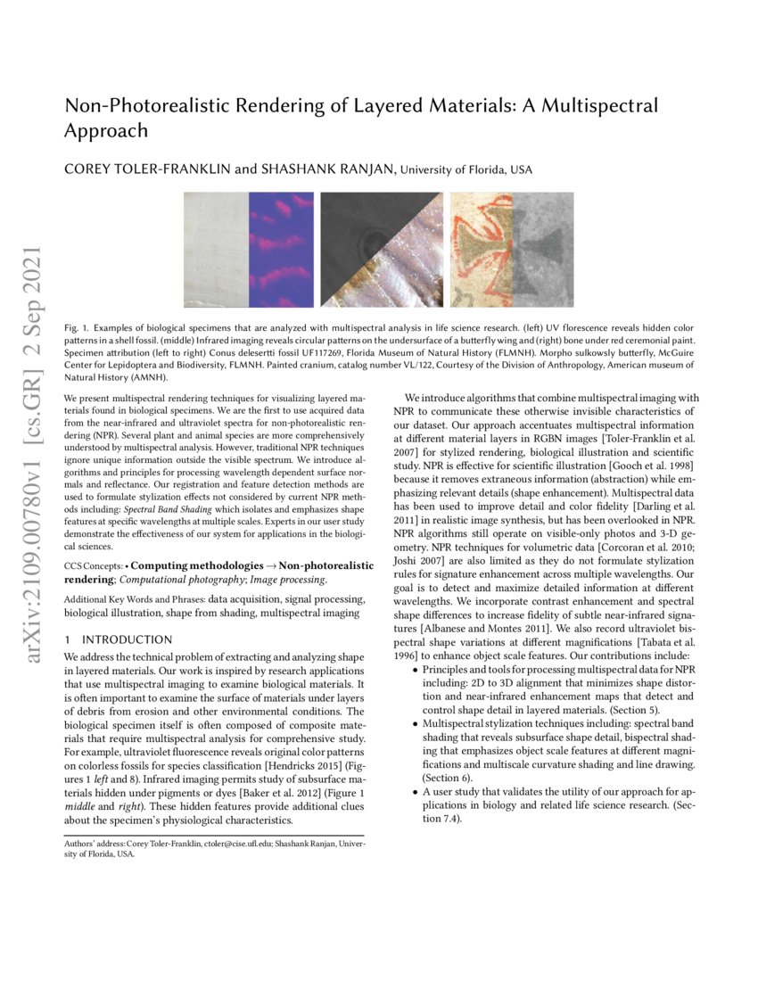 Non-Photorealistic Rendering of Layered Materials: A Multispectral Approach | DeepAI