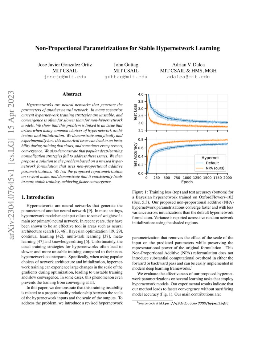 Non-Proportional Parametrizations for Stable Hypernetwork Learning | DeepAI