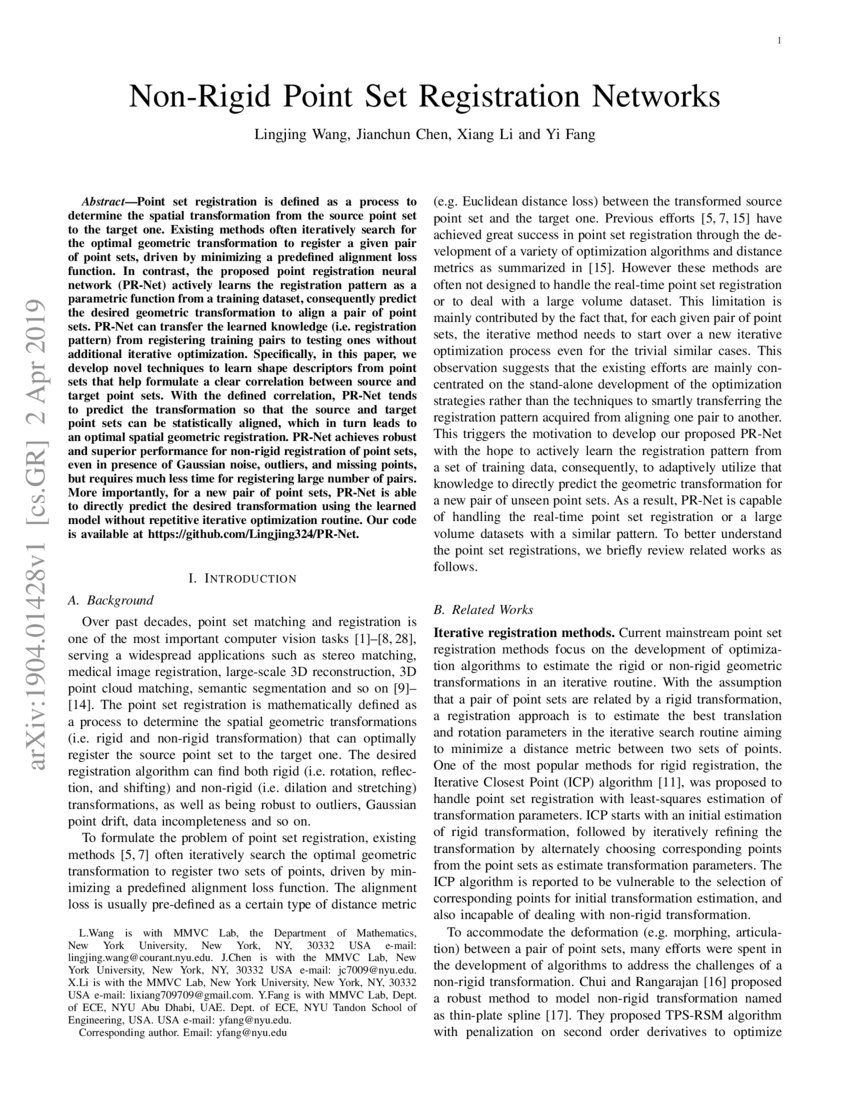 Non-Rigid Point Set Registration Networks | DeepAI