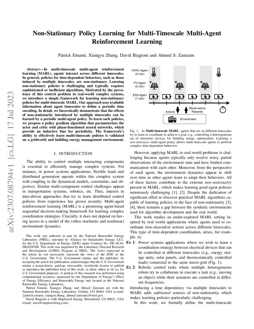 Non Stationary Policy Learning For Multi Timescale Multi Agent Reinforcement Learning Deepai