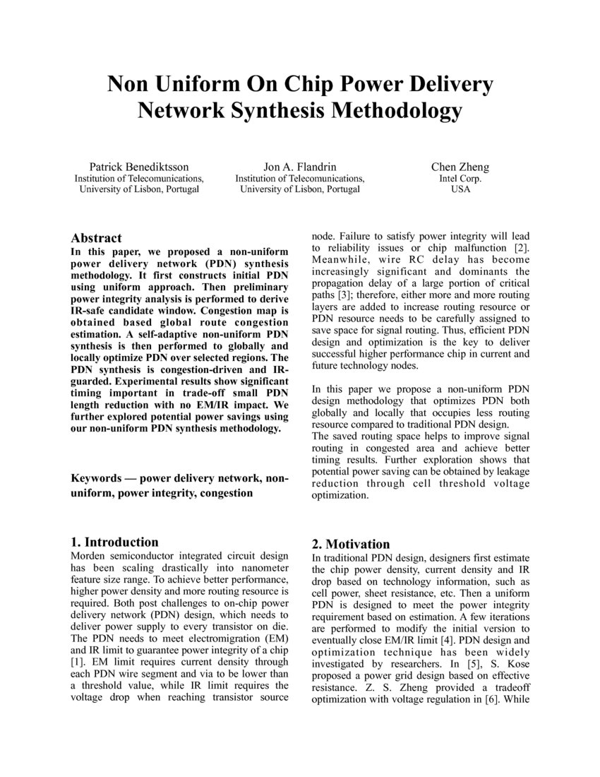 Non Uniform On Chip Power Delivery Network Synthesis Methodology | DeepAI