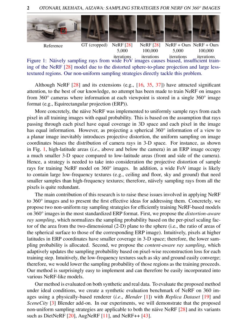 Non-uniform Sampling Strategies for NeRF on 360° images | DeepAI