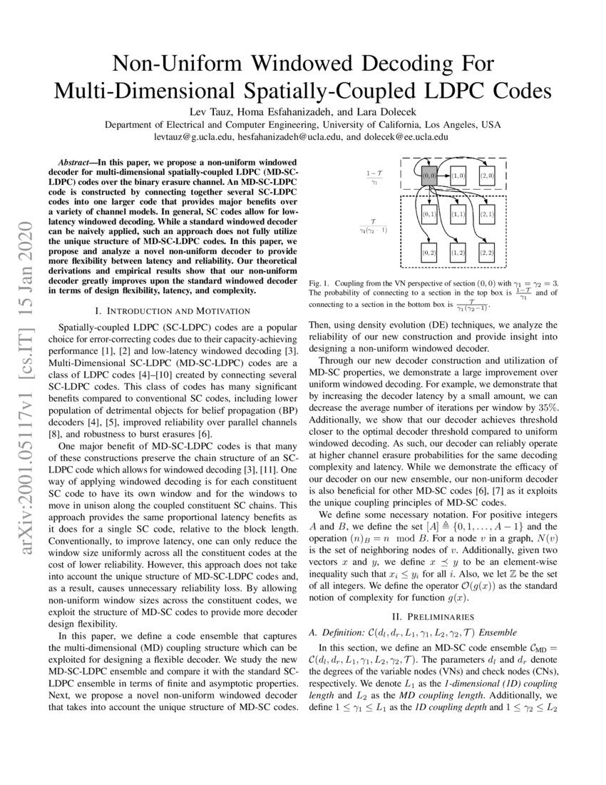 Non-Uniform Windowed Decoding For Multi-Dimensional Spatially-Coupled LDPC Codes | DeepAI