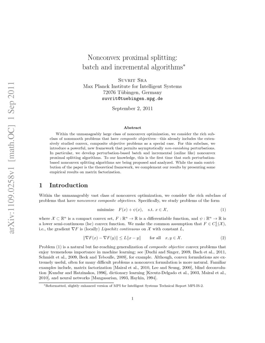 Nonconvex Proximal Splitting Batch And Incremental Algorithms Deepai 